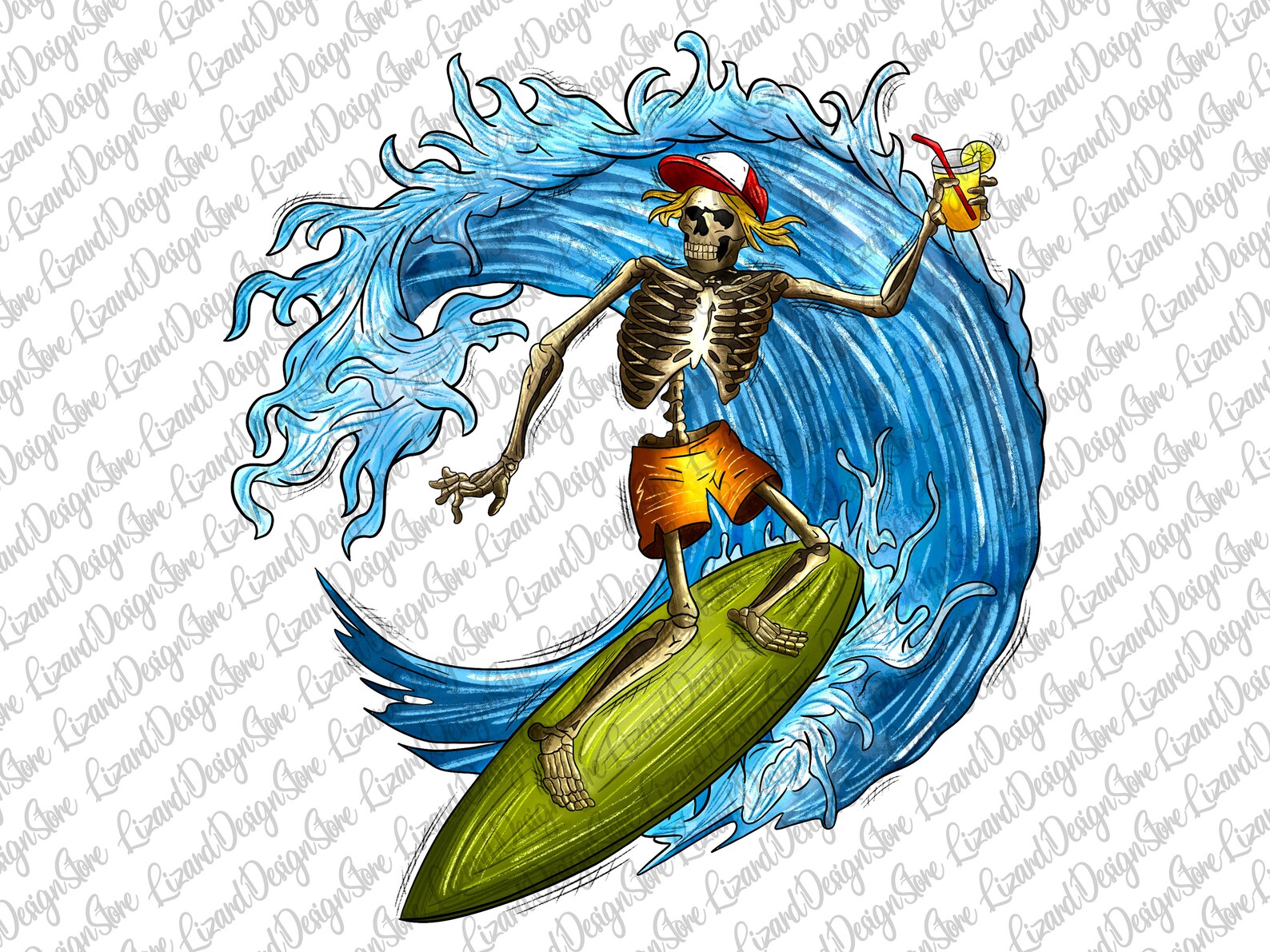 Skeleton Surf Png Hello Summer Png Surfing Skeleton Png - Etsy