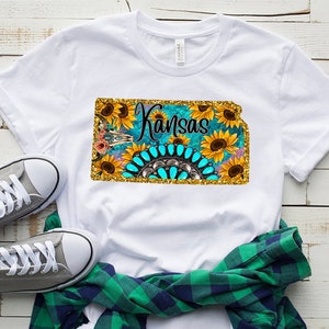 Kansas Sunflower Gemstone Map, Kansas State, Boho Skull, Kansas Map ...