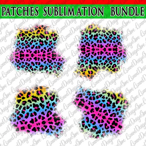 Rainbow Leopar Patch Png Distressed Neon Leopard Print - Etsy