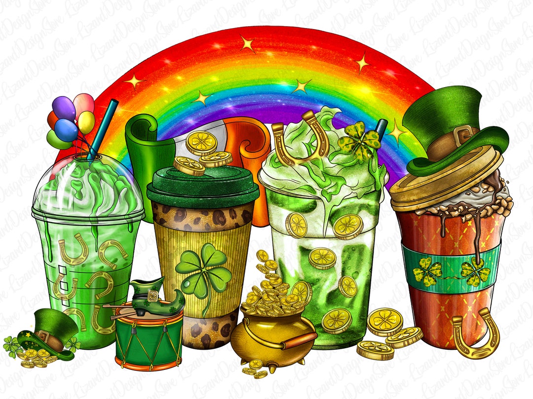 St. Patrick's Day Coffee Drinks Png Sublimation Design, St. Patrick's ...