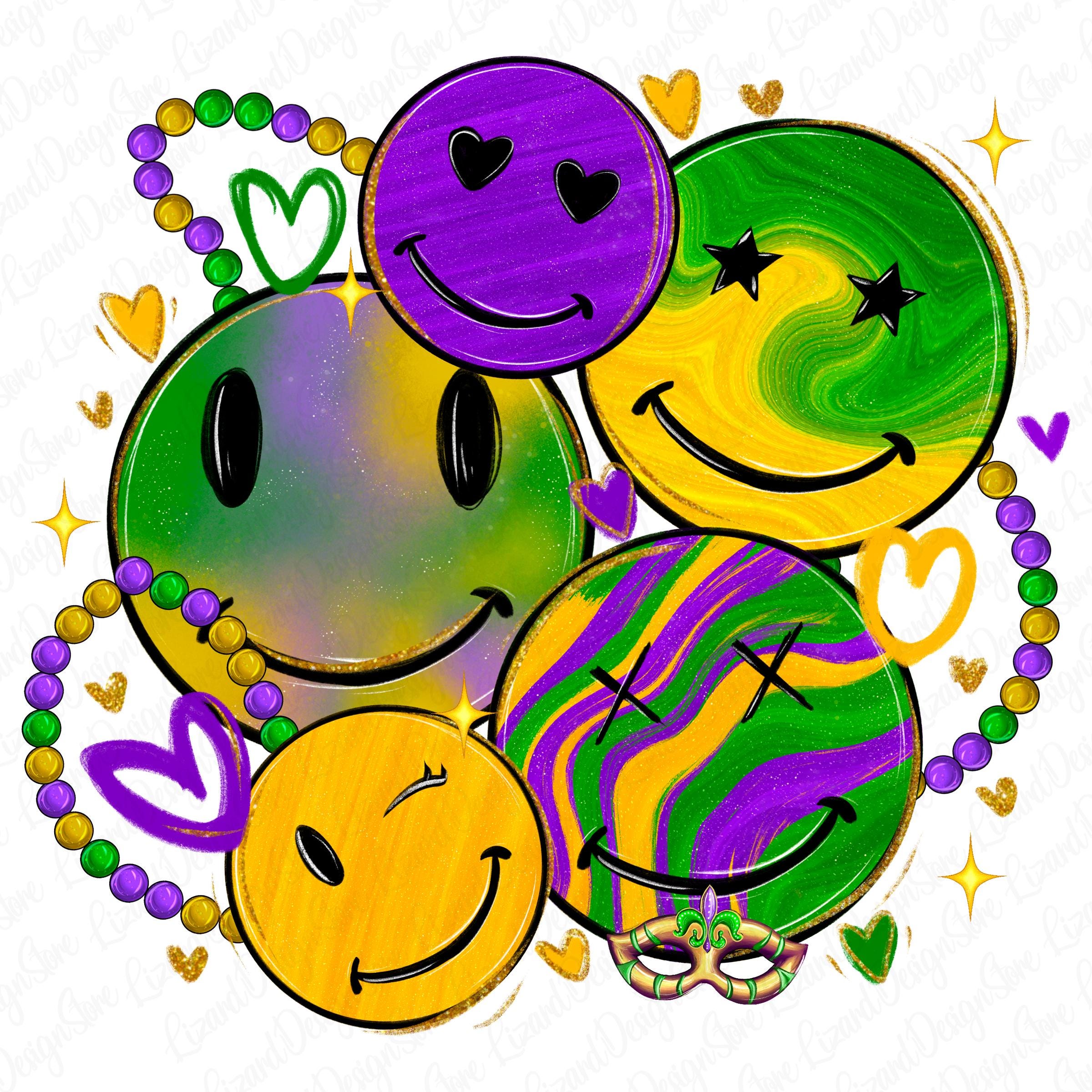 Mardi Gras Smiley Face Faux Sequin PNG, Fleur De Lis Glitter, Mardi ...