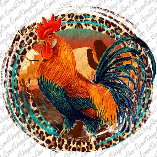 Western Sunset Rooster Png Rooster Png Rooster Sublimation - Etsy