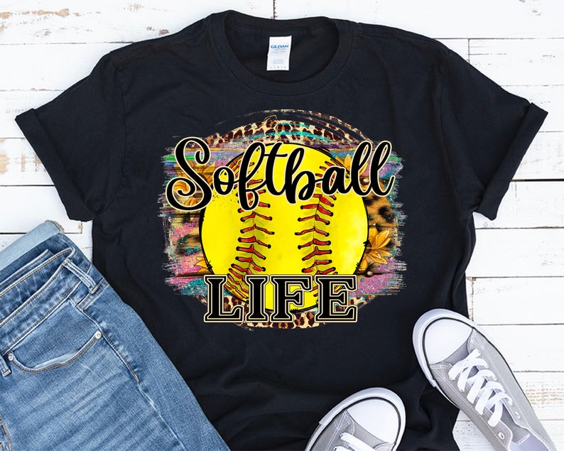 Softball Life Sublimation Design, Leoaprd Softball Png, Hand Drawn PNG ...