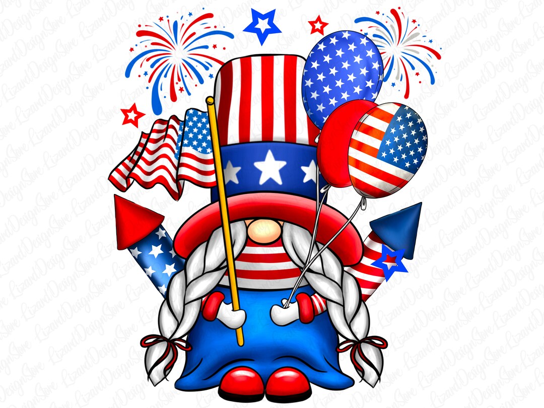 Patriotic Gnome Png, 4th of July Gnome Png, Gnome With National Flag ...
