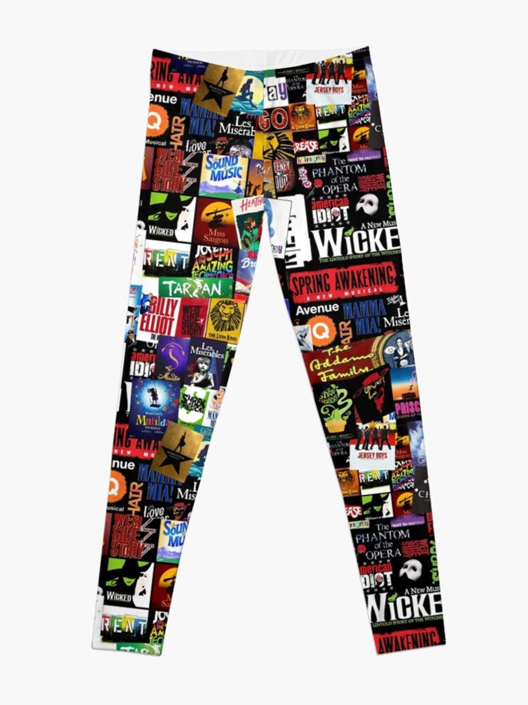 Musicals Collage II Leggings for Women Girls, Broadway Musical Leggings ...
