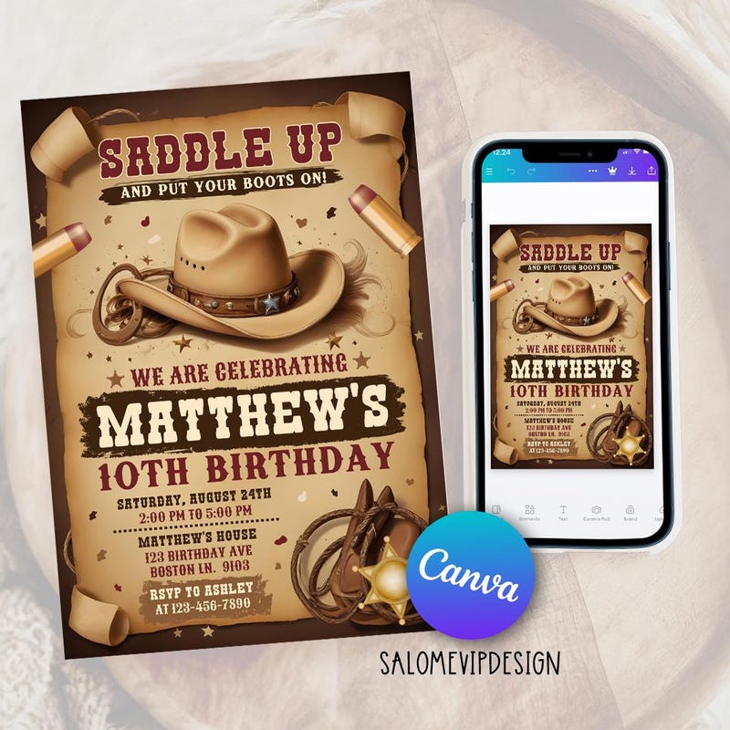 Cowboy Invitations - Etsy