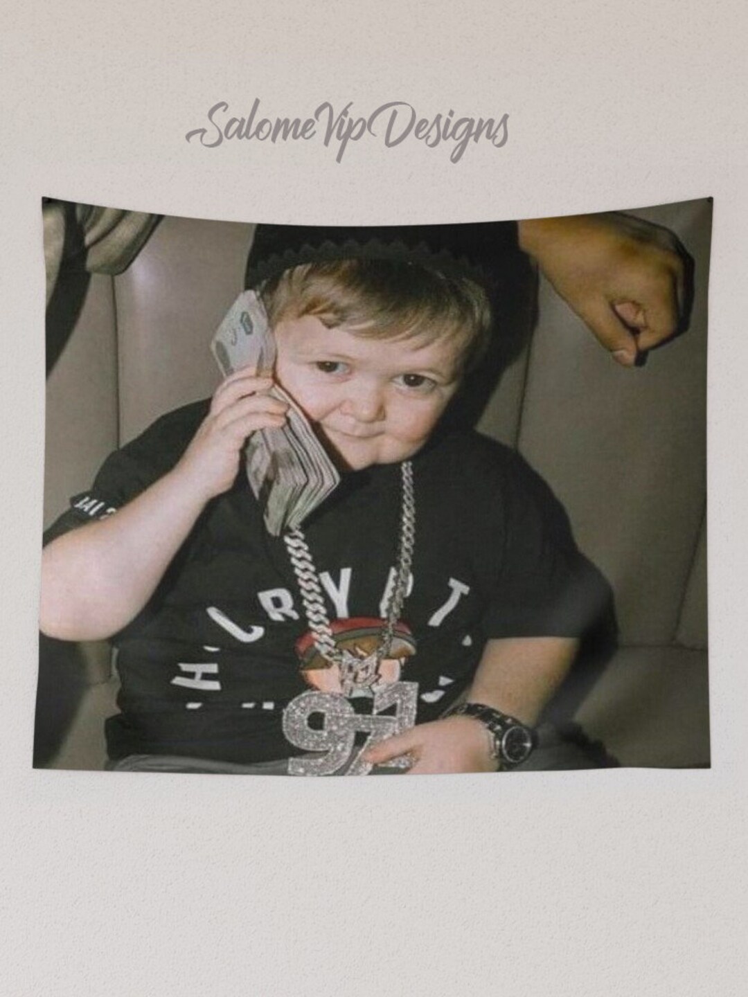 Hasbulla Bling Flexing Money Jewelry Tapestry, Hasbulla Meme Wall ...