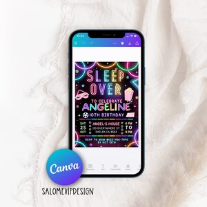 Editable Sleepover Birthday Invitation, Slumber Party Invitation ...