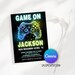 Editable Video Game Party Invitation, Neon Glow Boy Level up Birthday ...