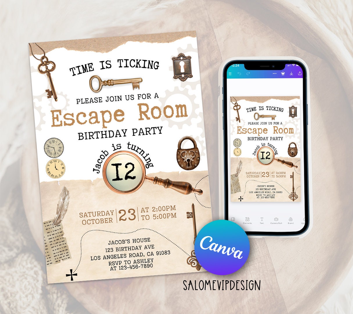 Editable Escape Room Birthday Invitation, Mystery Birthday Invitation ...