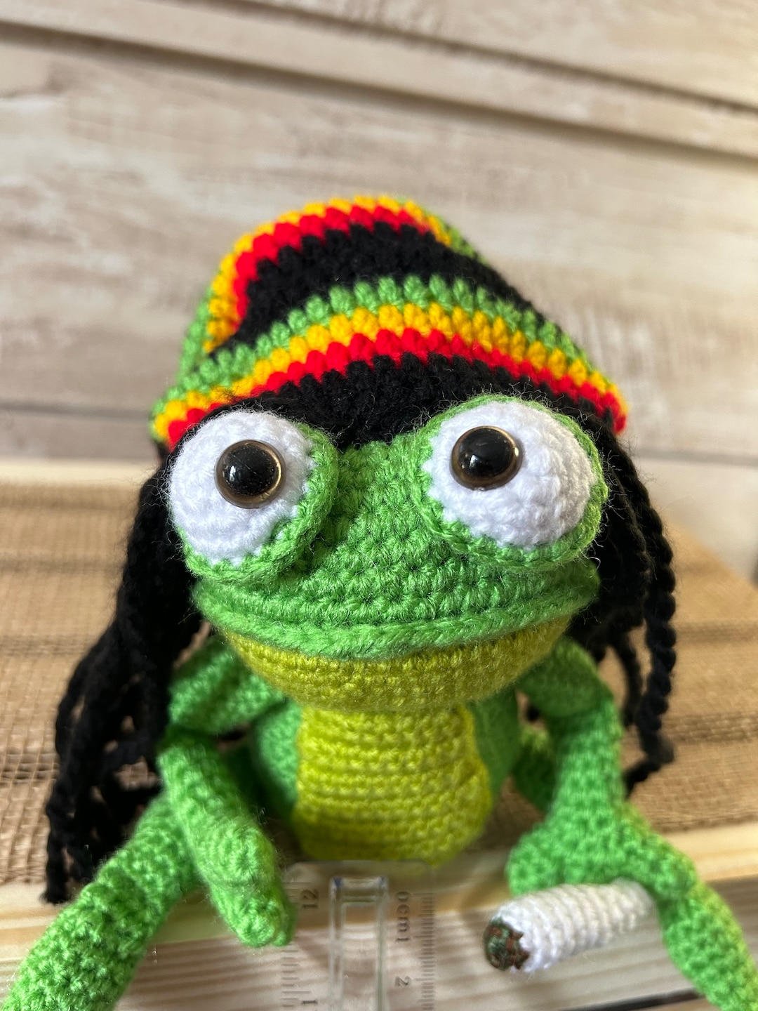 Crochet Frog Marley Plushy Rasta 420 Smoking - Etsy