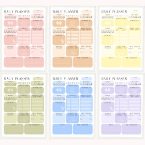 Daily Planner Digital Printable Pastel Colors Minimal Water Exercise ...