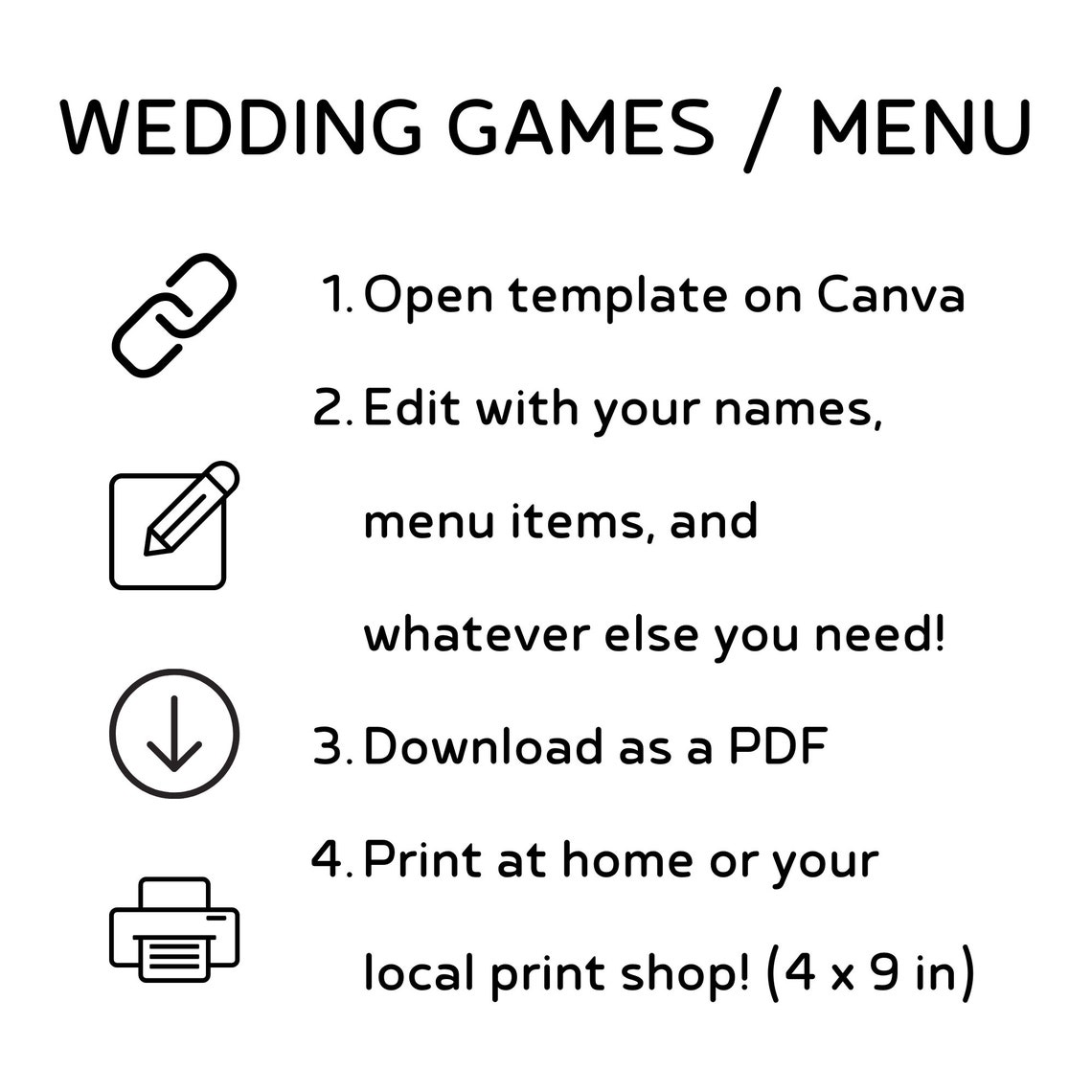 Customizable Wedding Reception Activity Sheet Game & Menu Template ...