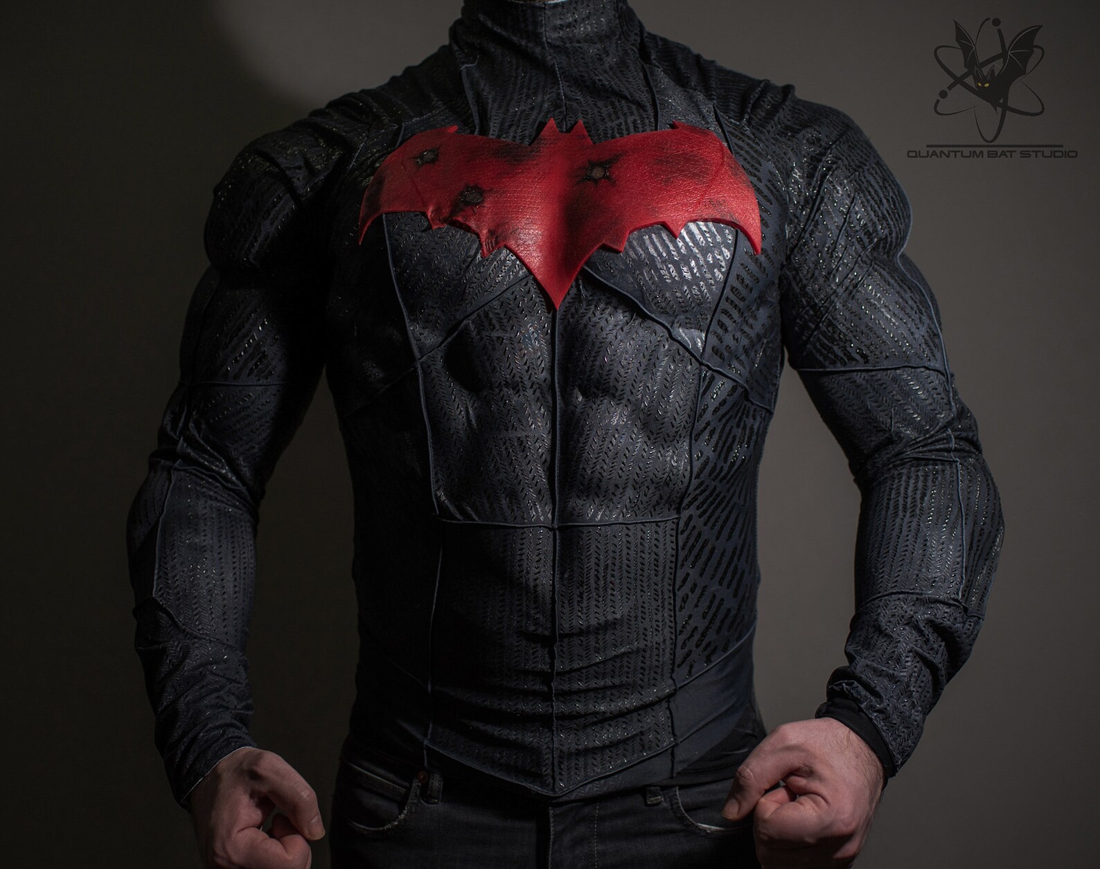 Red Hood muscle suit cosplay armor with chest emblem batsuit | Etsy