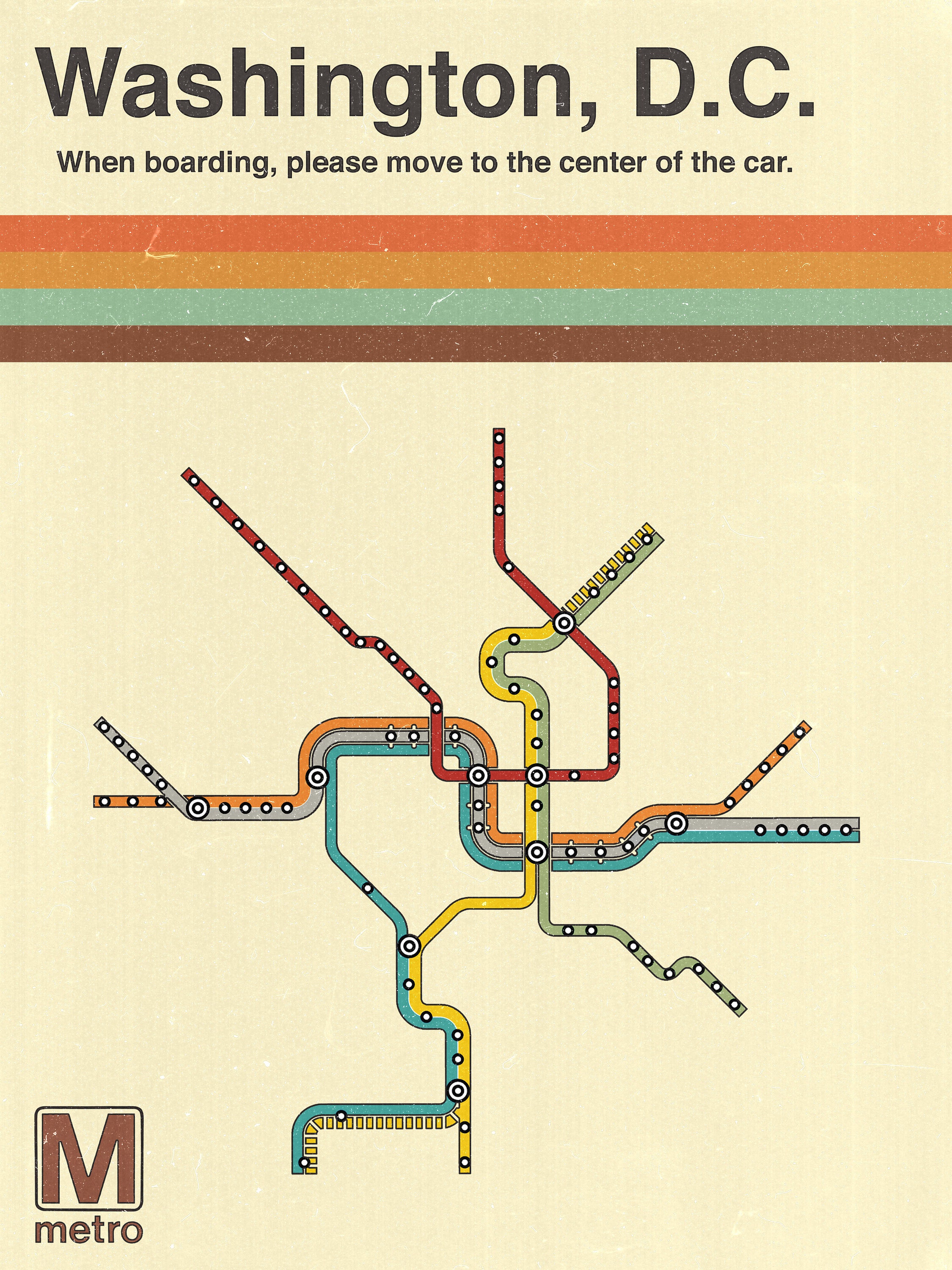 Washington, D.C | Retro Inspired | Metro Map DMV Digital Poster Print ...