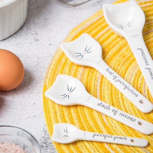 Cat Ceramic Measuring Spoons Measuring Spoon Set of 4 Spoon - Etsy