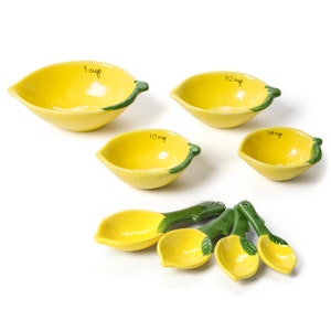 Lemon Ceramic Measuring Cups & Spoons Gift Set, Ceramic Baking Gifts ...
