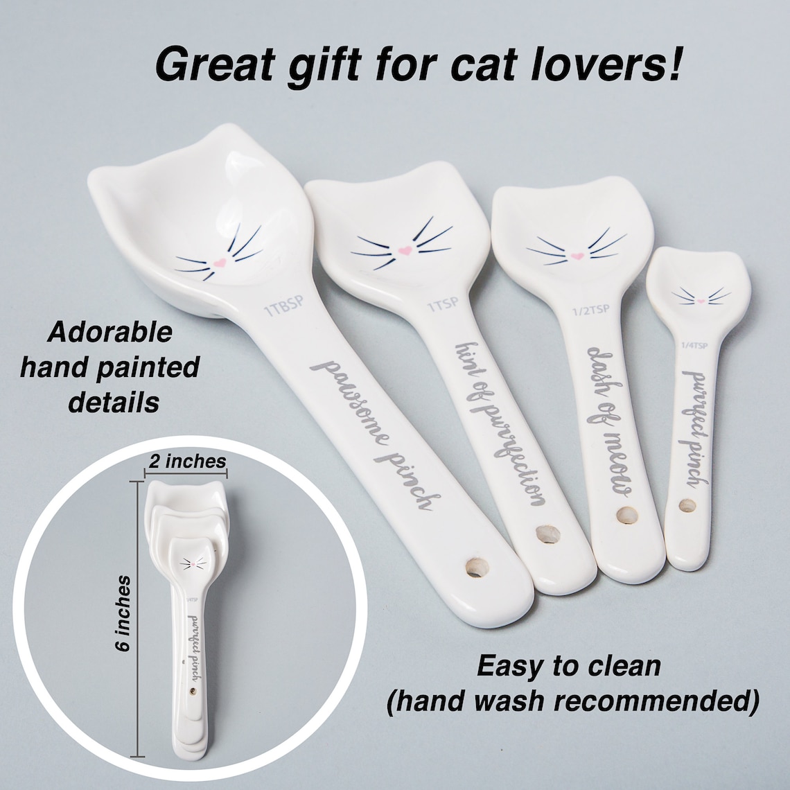 Cat Ceramic Measuring Spoons Measuring Spoon Set of 4 Spoon - Etsy