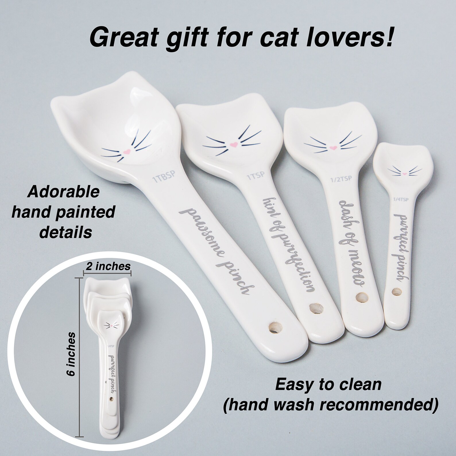 Cat Ceramic Measuring Spoons Measuring Spoon Set of 4 Spoon - Etsy