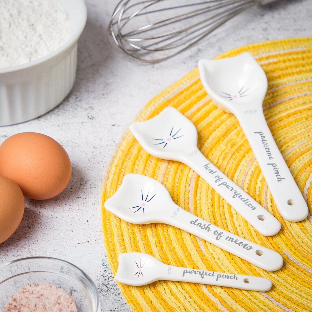 Cat Ceramic Measuring Spoons, Measuring Spoon Set of 4, Spoon Baking ...