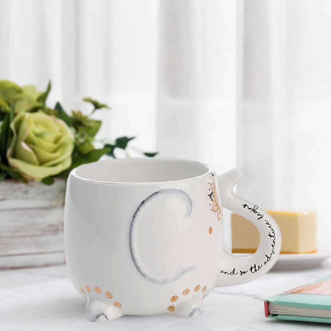 Elephant Mug, Elephant Gifts for Women, White Ceramic Coffee Cup ...