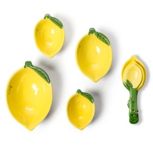 Lemon Ceramic Measuring Cups & Spoons Gift Set, Ceramic Baking Gifts ...