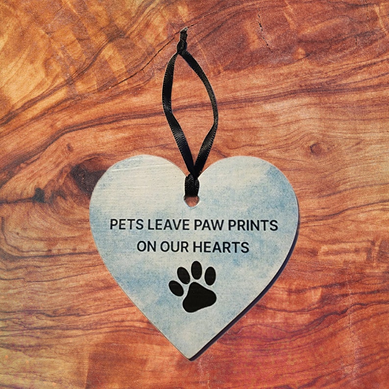 Pets Leave Paw Prints on Our Hearts Wood Ornament (choose Pink or Blue ...