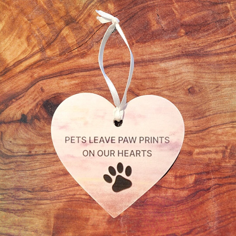 Pets Leave Paw Prints on Our Hearts Wood Ornament (choose Pink or Blue ...