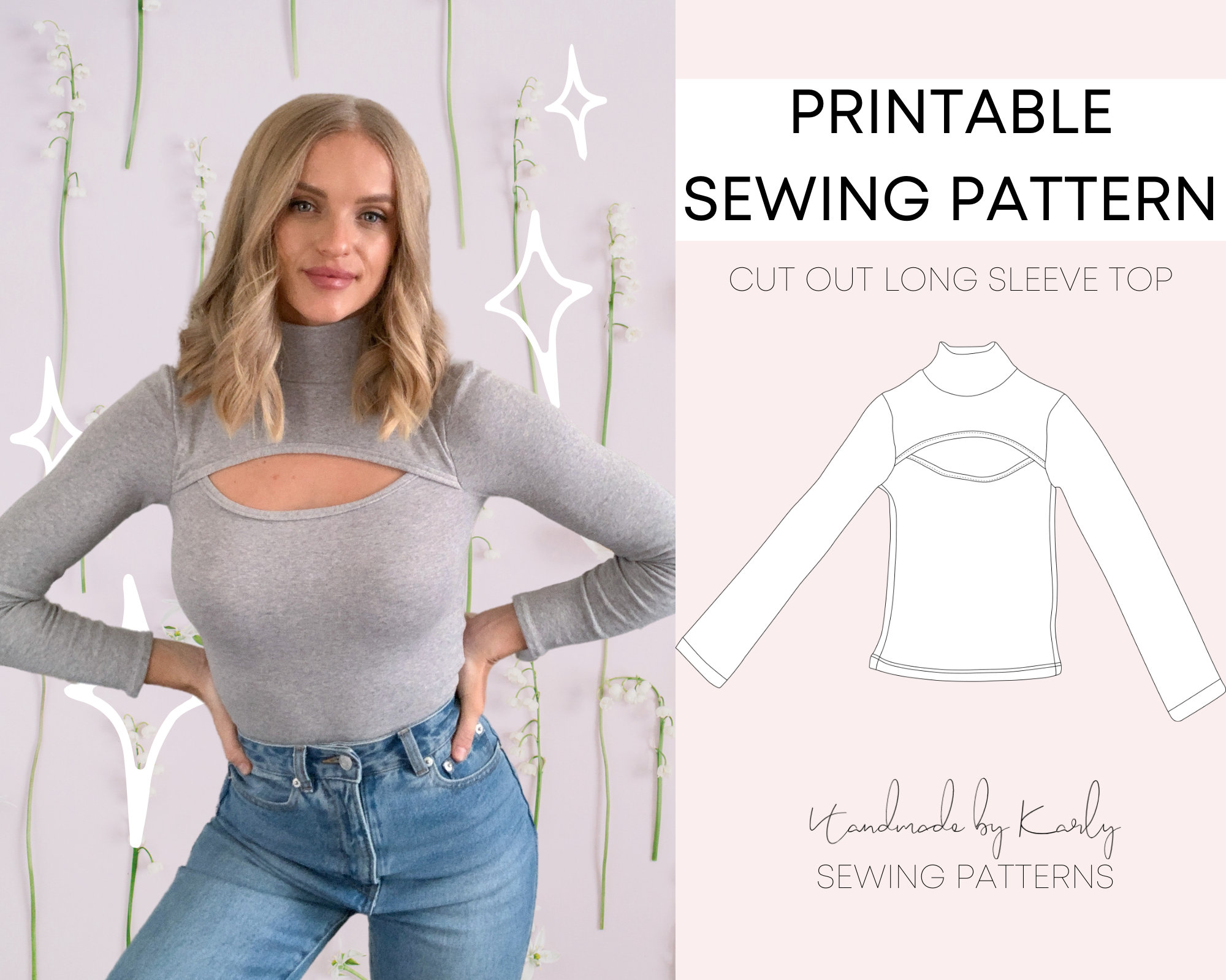 Cut Out Long Sleeve Top Digital Pattern US 2-14 PDF | Etsy