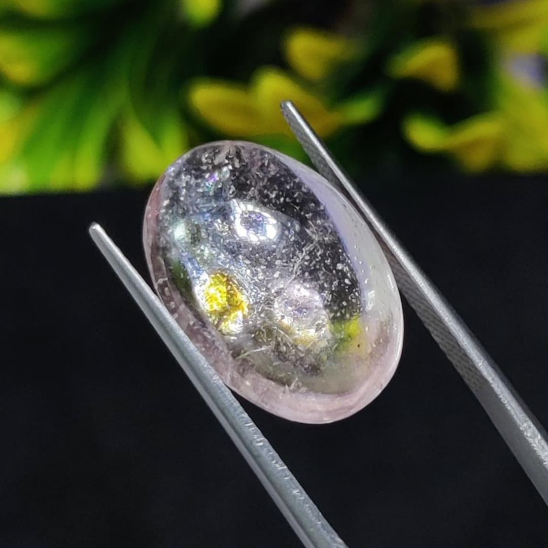 Natural Rarest Rainbow Pink Morganite Cabochon 18.5 X 13 MM Weight 12. ...