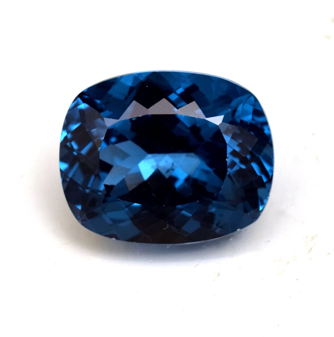 Natural Certified London Blue Topaz TOP Faceted Cushion Cut 21.70 Ct ...
