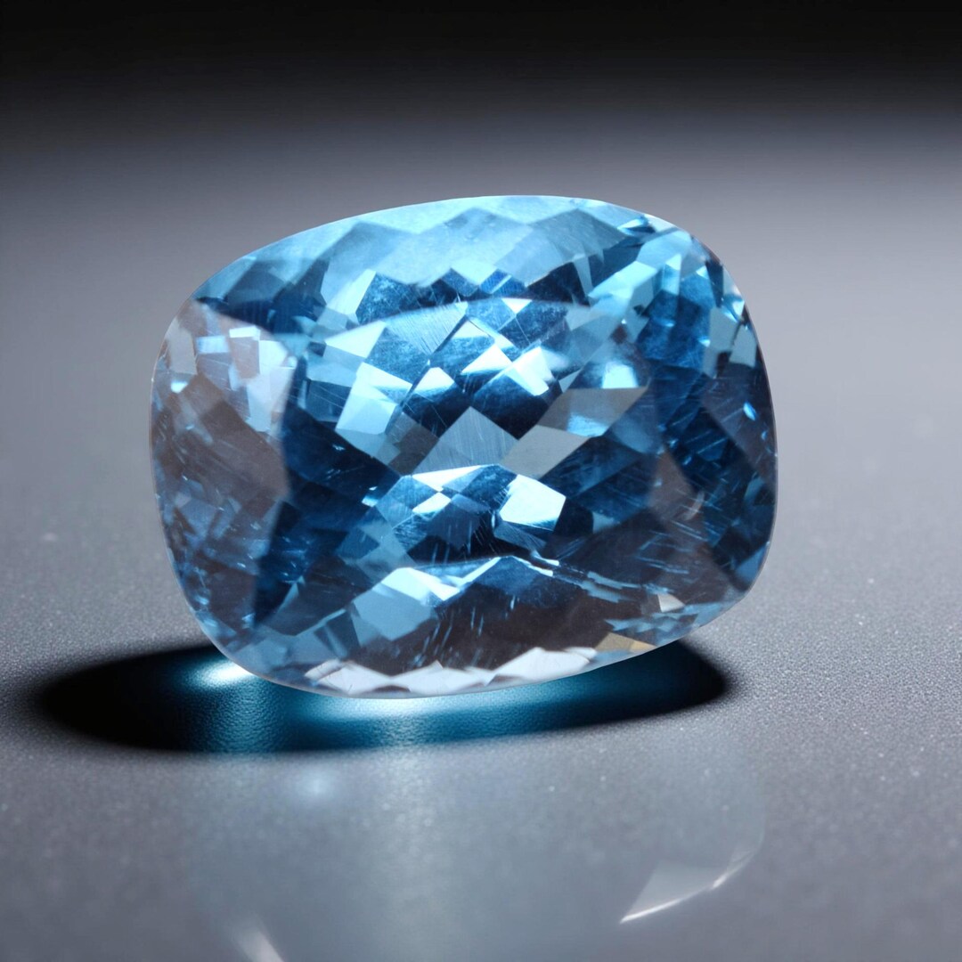 Natural London Blue Topaz: 23.80 Faceted Cushion Cut Loose Gemstone - Etsy