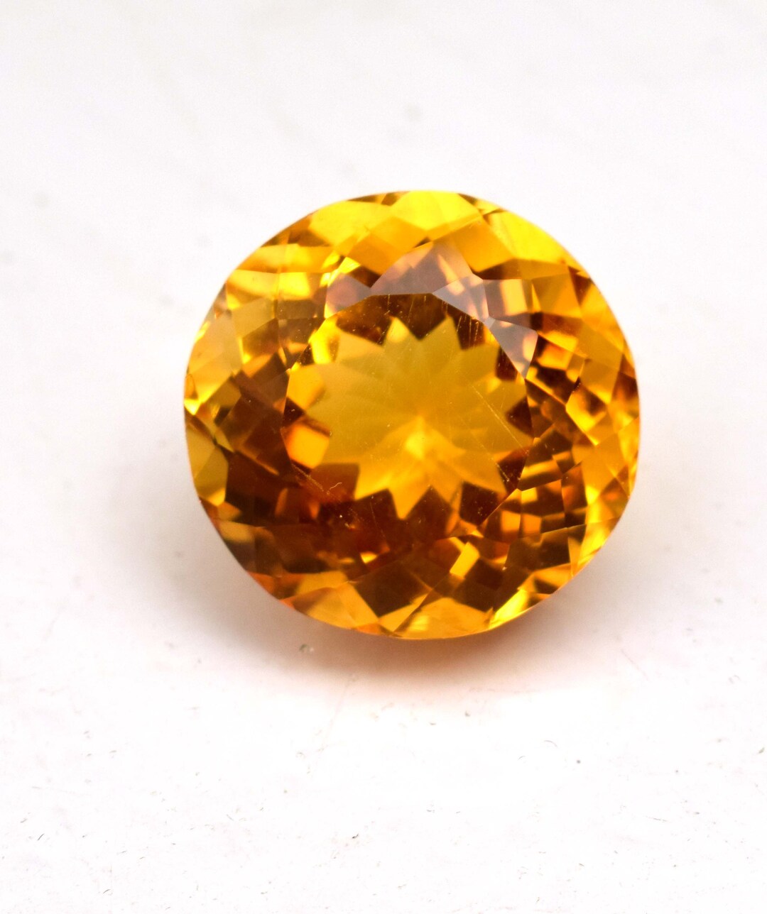Natural Madeira Orange Yellow Citrine 15.80 Ct Round Cut Loose Gemstone ...