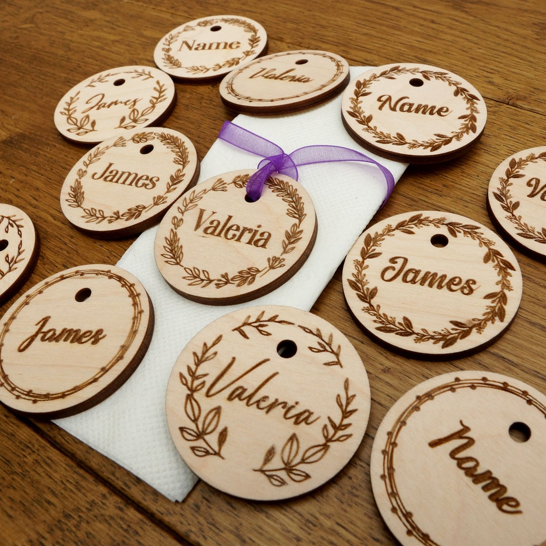 10pcs 5cm Wood Disc Wedding Place Holder Name Tags Table Decorations ...