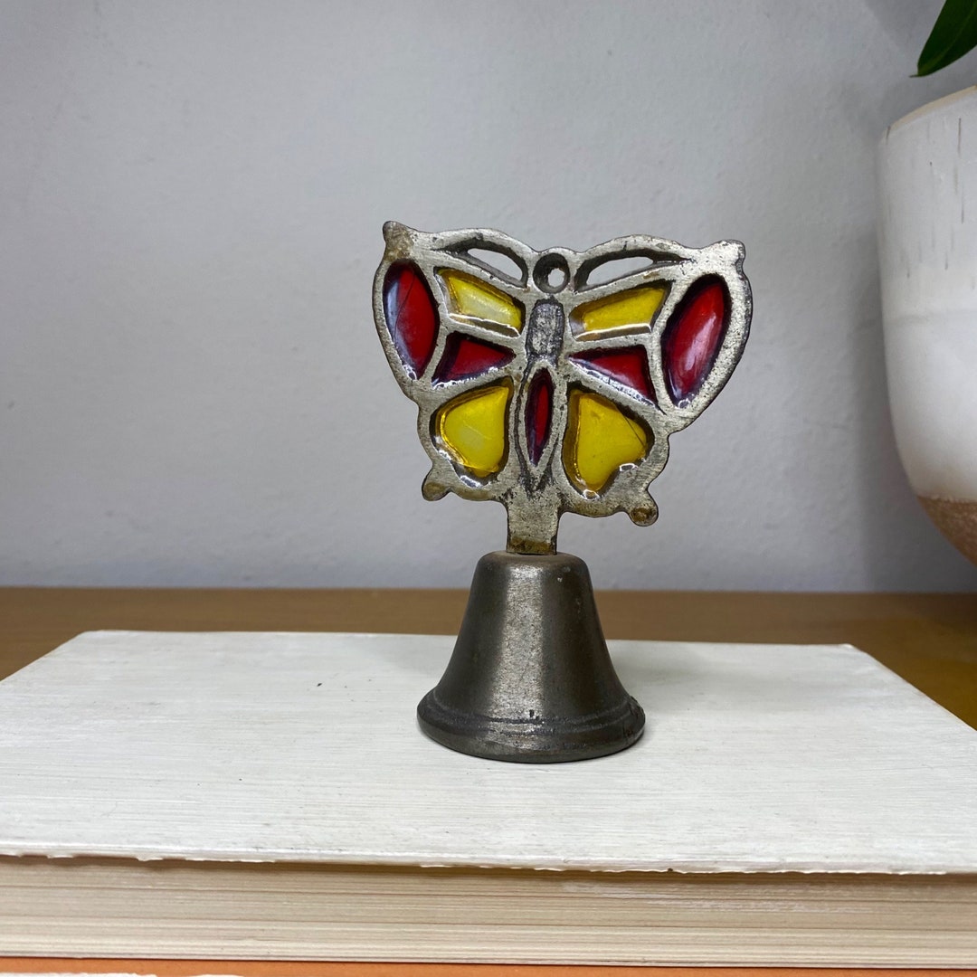 Vintage Stained Glass Butterfly Metal 4 Counterpoint Hand Bell - Etsy