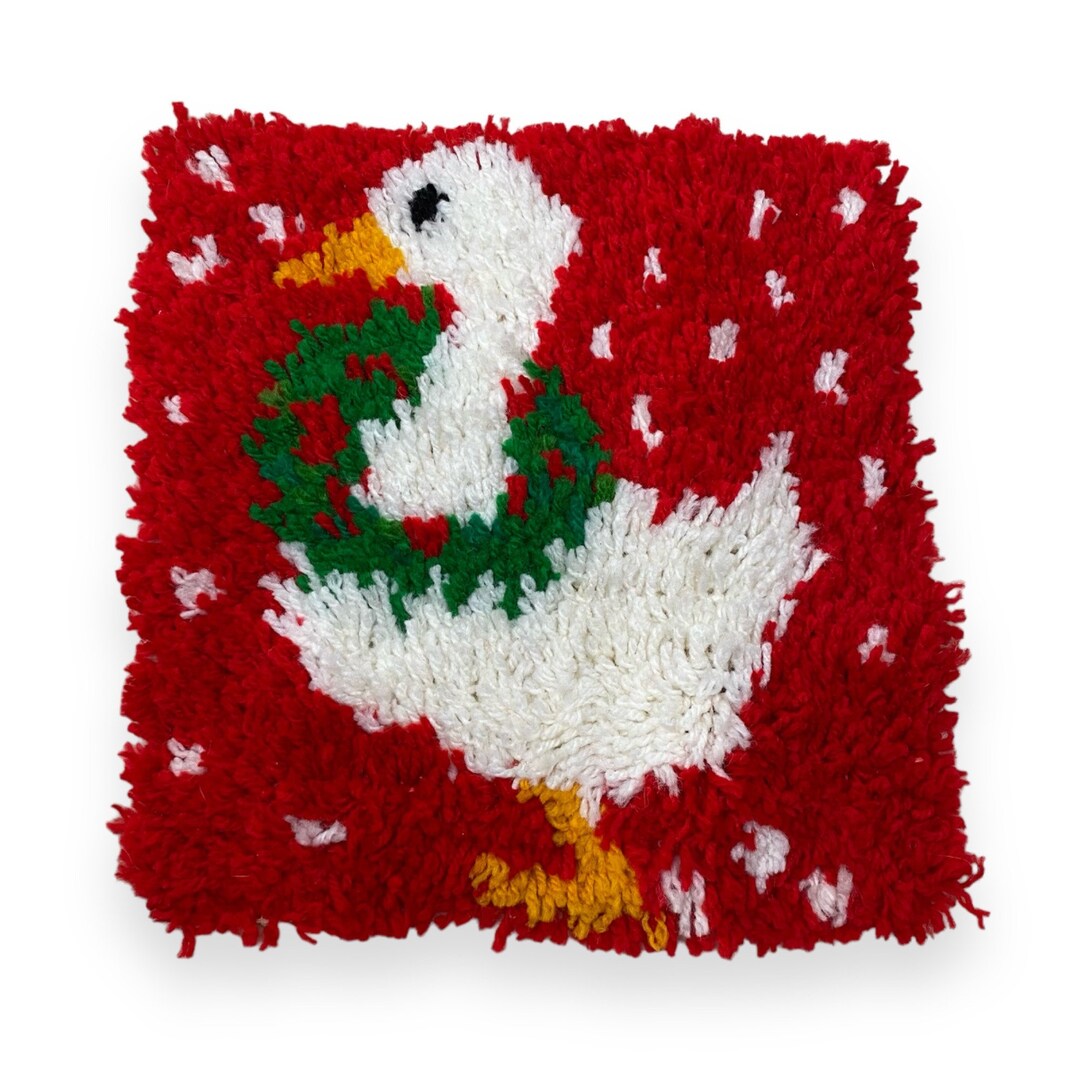 Vintage Holiday Duck Latch Hook Christmas Decor - Completed (12x12) - Etsy