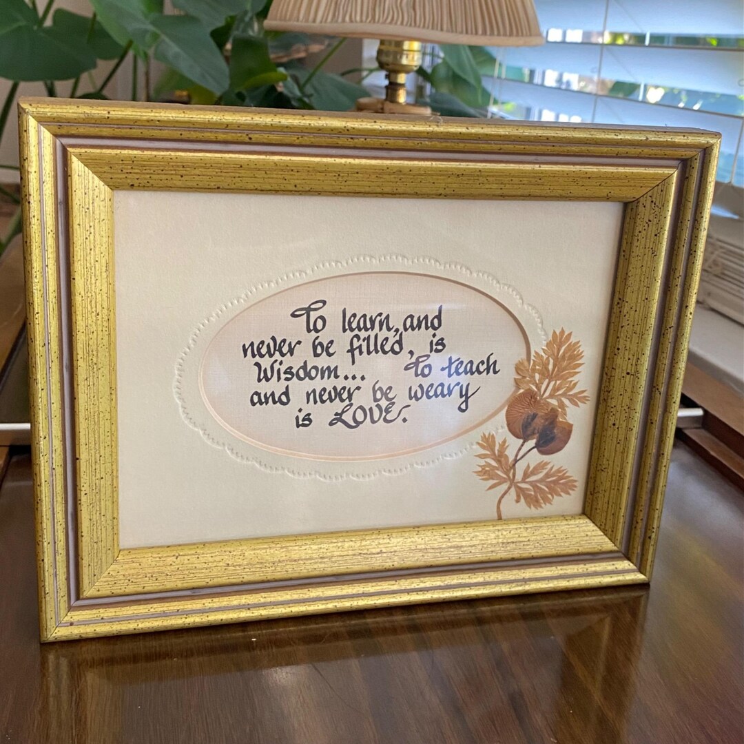 Vintage Alice Moore Gallery Framed Calligraphy Pressed Flower Wall Art ...