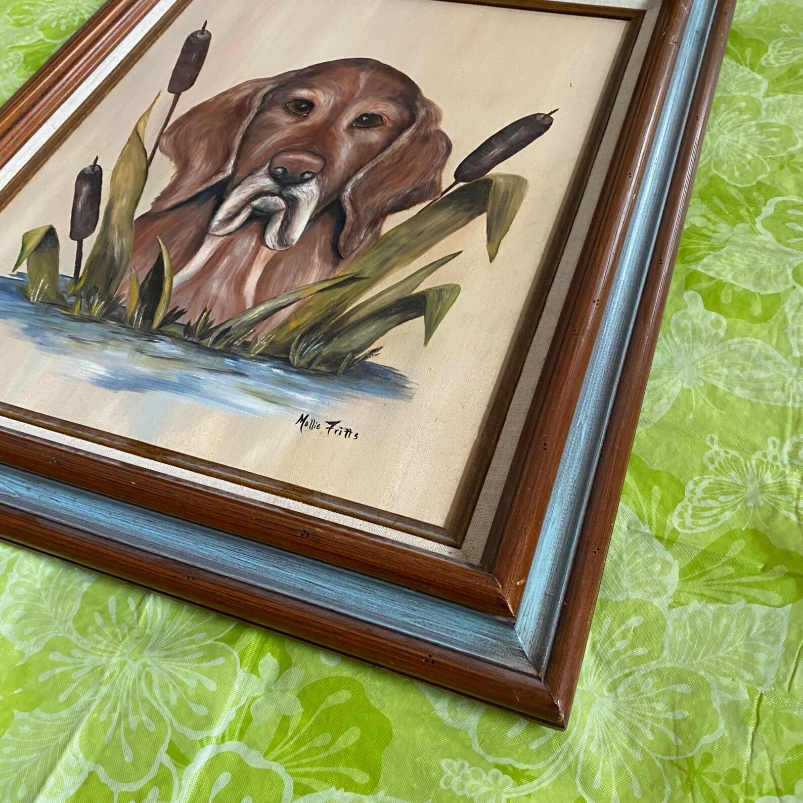 Vintage Original Oil Painting Hunting Hound Dog Portrait Signed Framed ...