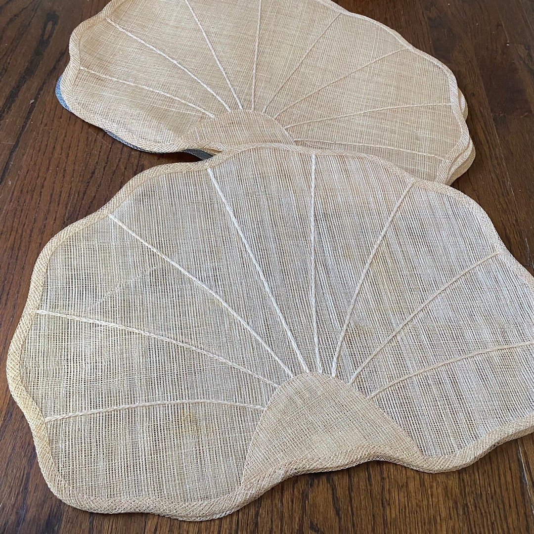 Vintage 70s Woven Hemp Fiber Fan/shell Shape Placemats - Etsy