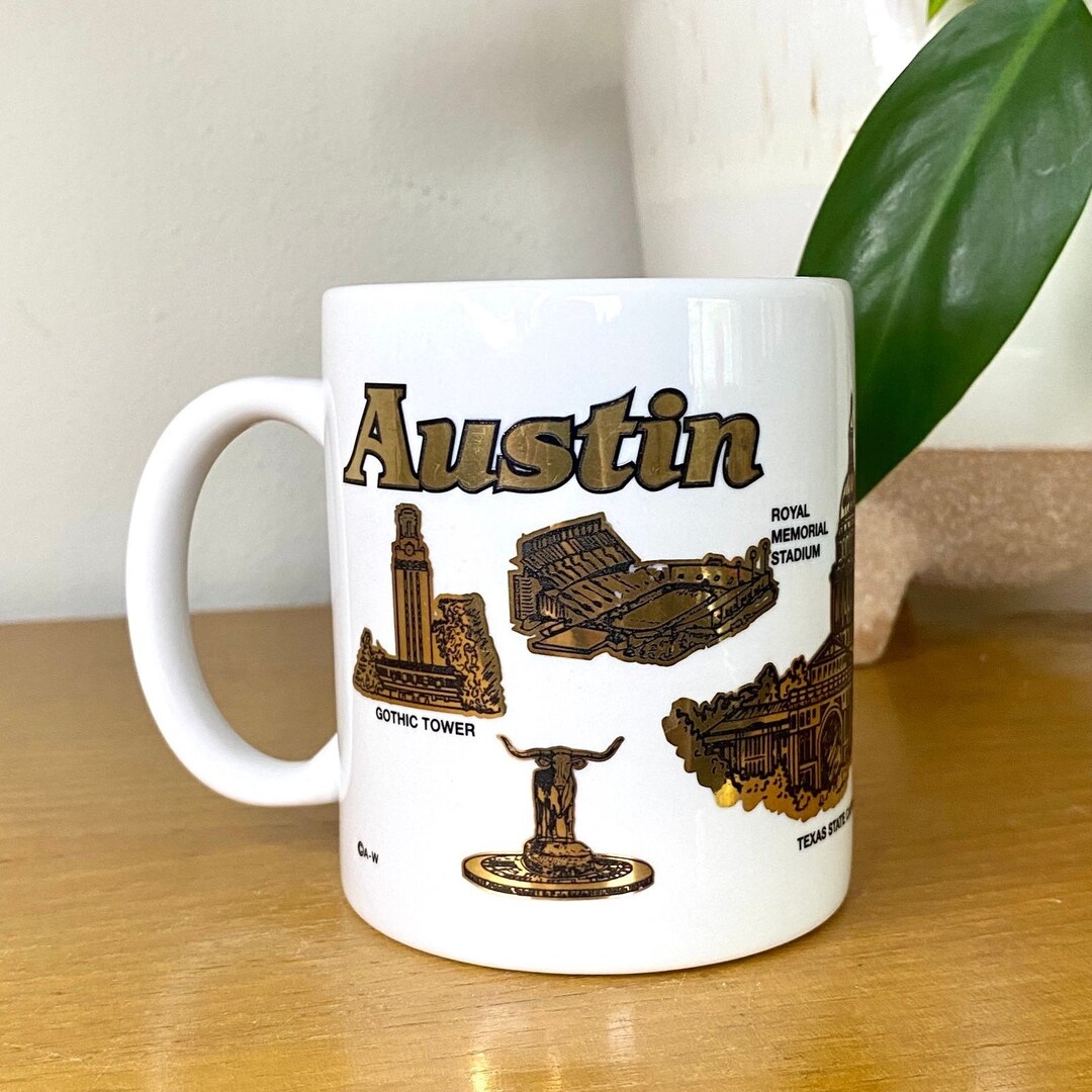 Vintage Austin, Texas Landmarks Metallic Gold Souvenir Mug Cup - Etsy