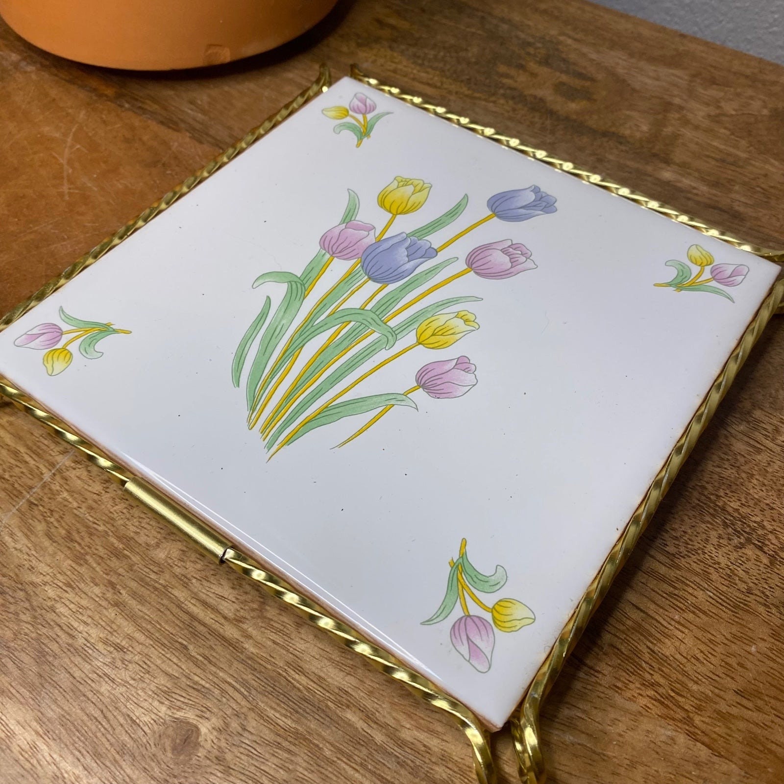 Vintage Cute Pastel Tulip Flowers Decorative Tile Trivet With - Etsy
