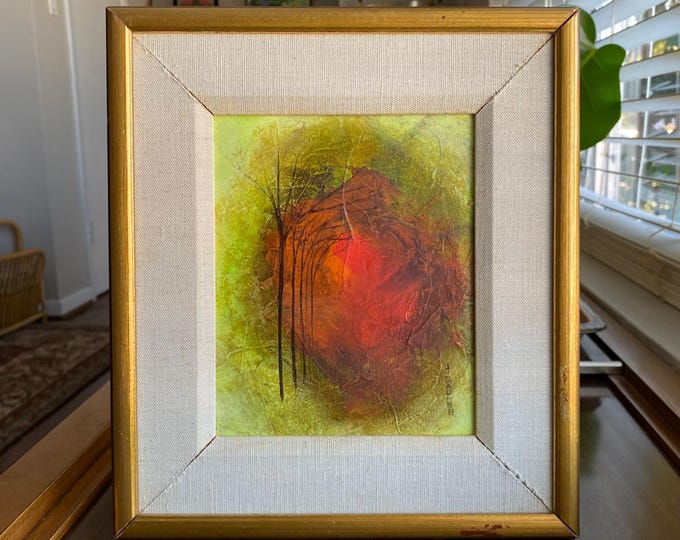 Vintage Original MCM Abstract Oil Painting Framed Art Signed J Sadler ...