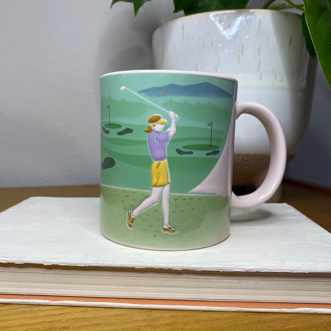 Vintage Golfer Girl Pastel Pink Raised Design Golf Ceramic Mug - Etsy