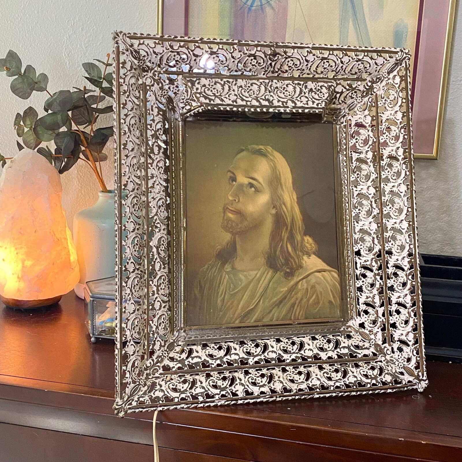 Vintage Jesus Christ Light up Picture in Ornate Metal Frame - Etsy Canada