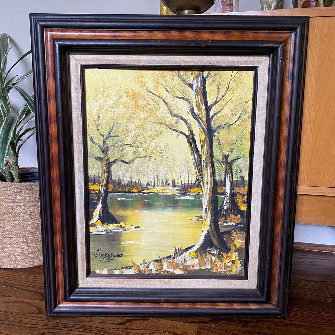 Vintage 70s Original Landscape Oil Painting - MCM Art - Signed by ...