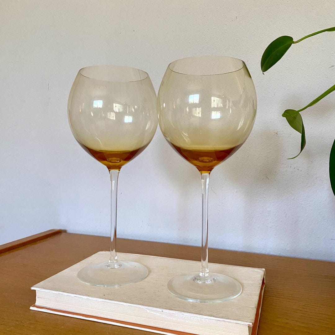 Vintage Lenox "gems" Amber/yellow Balloon Wine Glass Pair ~ Set of 2 - Etsy