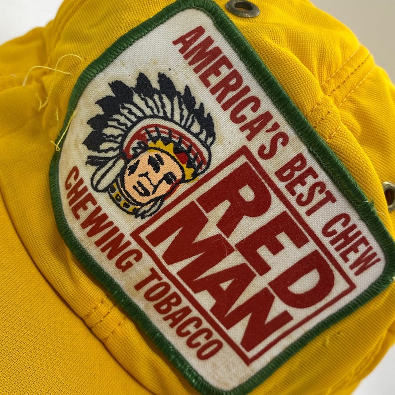 Rare Vintage 70s Red Man Chewing Tobacco Patch Yellow Snapback - Etsy