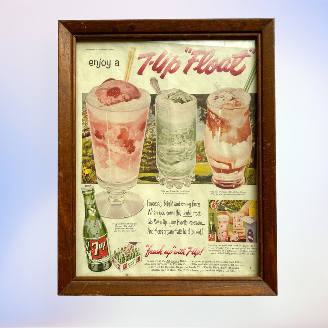 Vintage 50s Framed 7-up Float Print Ad 1954 Mid Century Advertising - Etsy