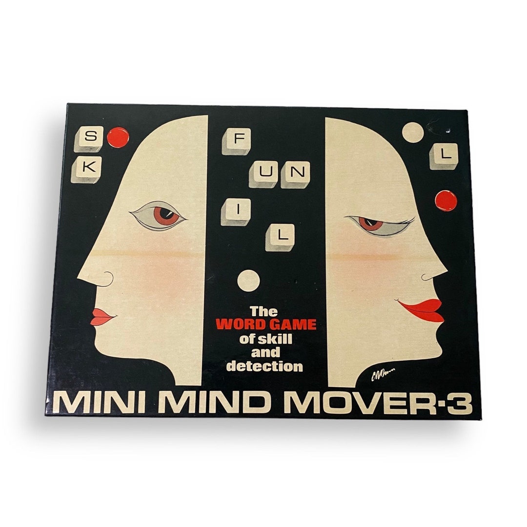 Vintage 1974 Mini Mind Mover 3 Word Game - 2 Player 70s Board Game - Mindmovers London England ...