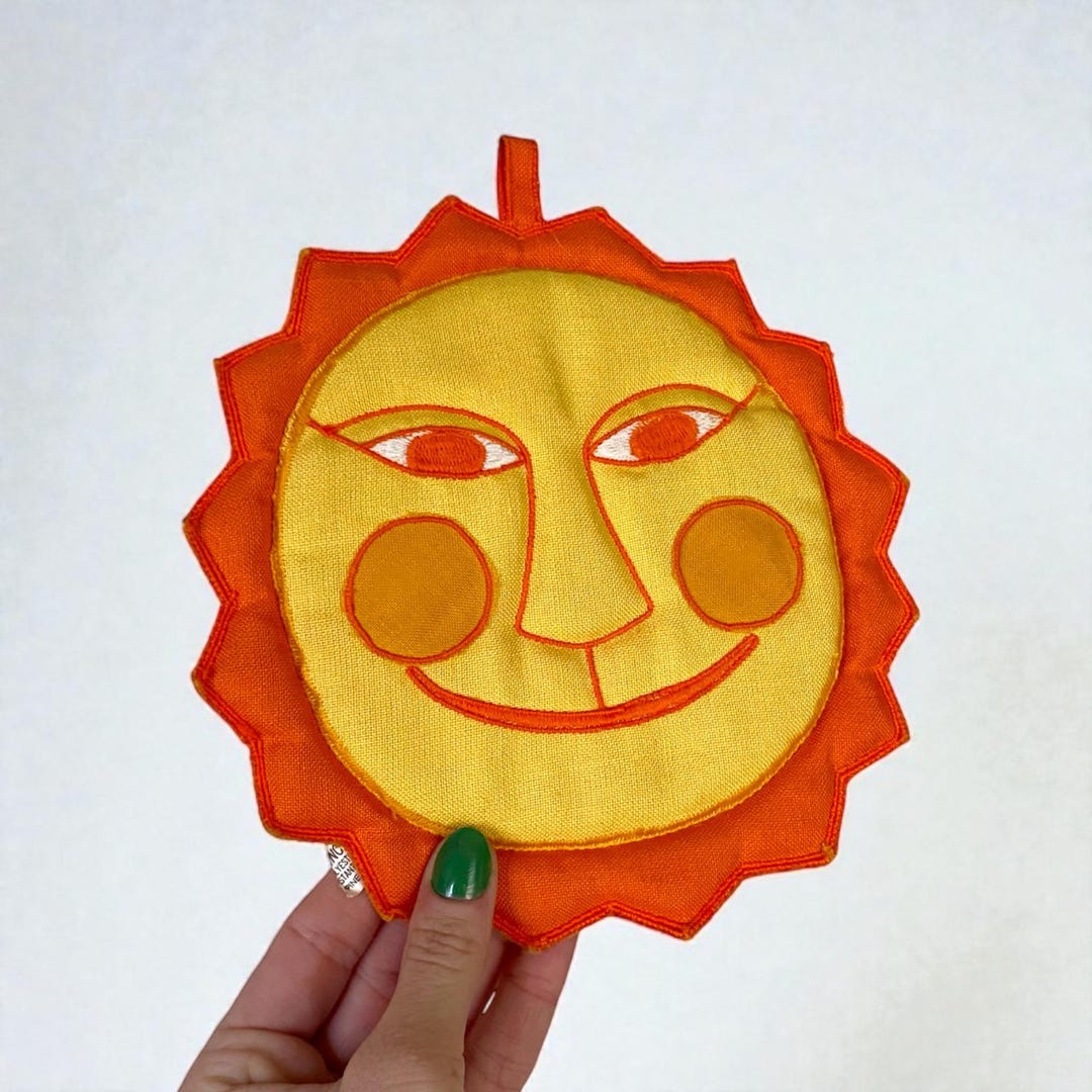 Vintage 70s Retro Sun Face Pot Holder - Etsy